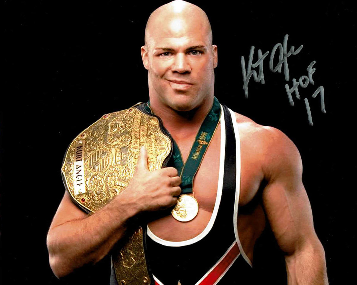 Kurt Angle With 5 Belts
