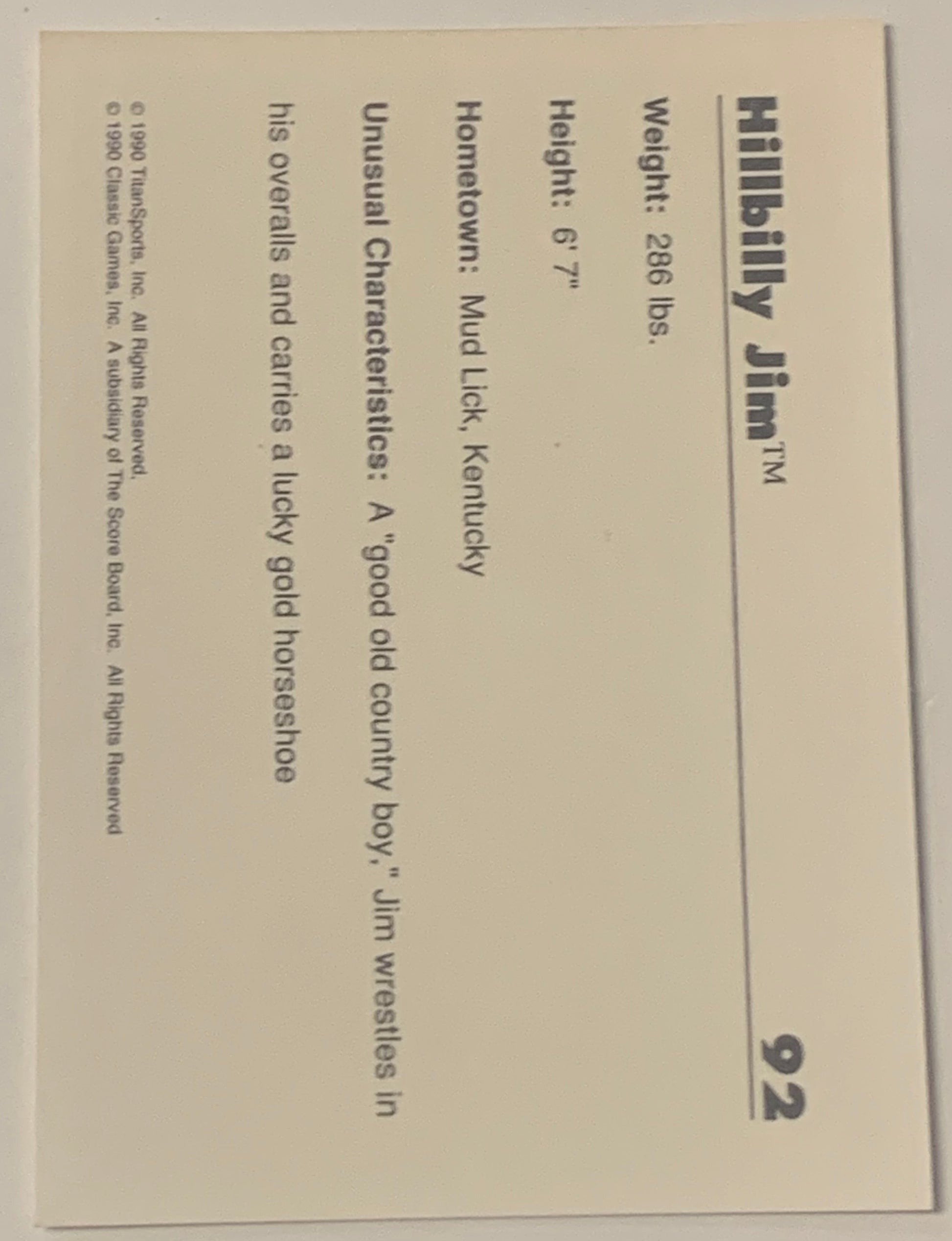 Hillbilly Jim 1990 WWE Classic SIGNED Card COA – The Wrestling Universe