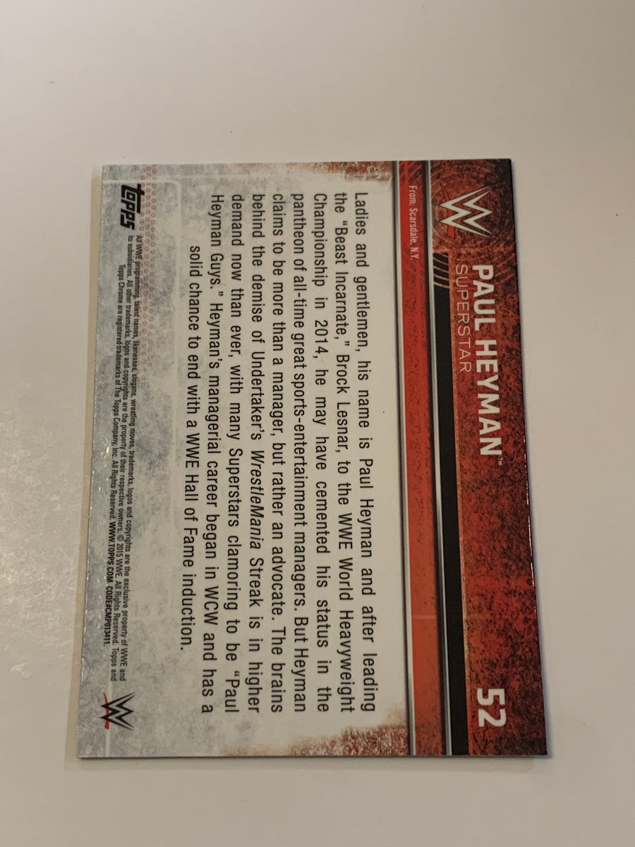 Paul Heyman 2015 WWE Topps Chrome Card 2024 WWE Hall of Fame (Newly Li ...