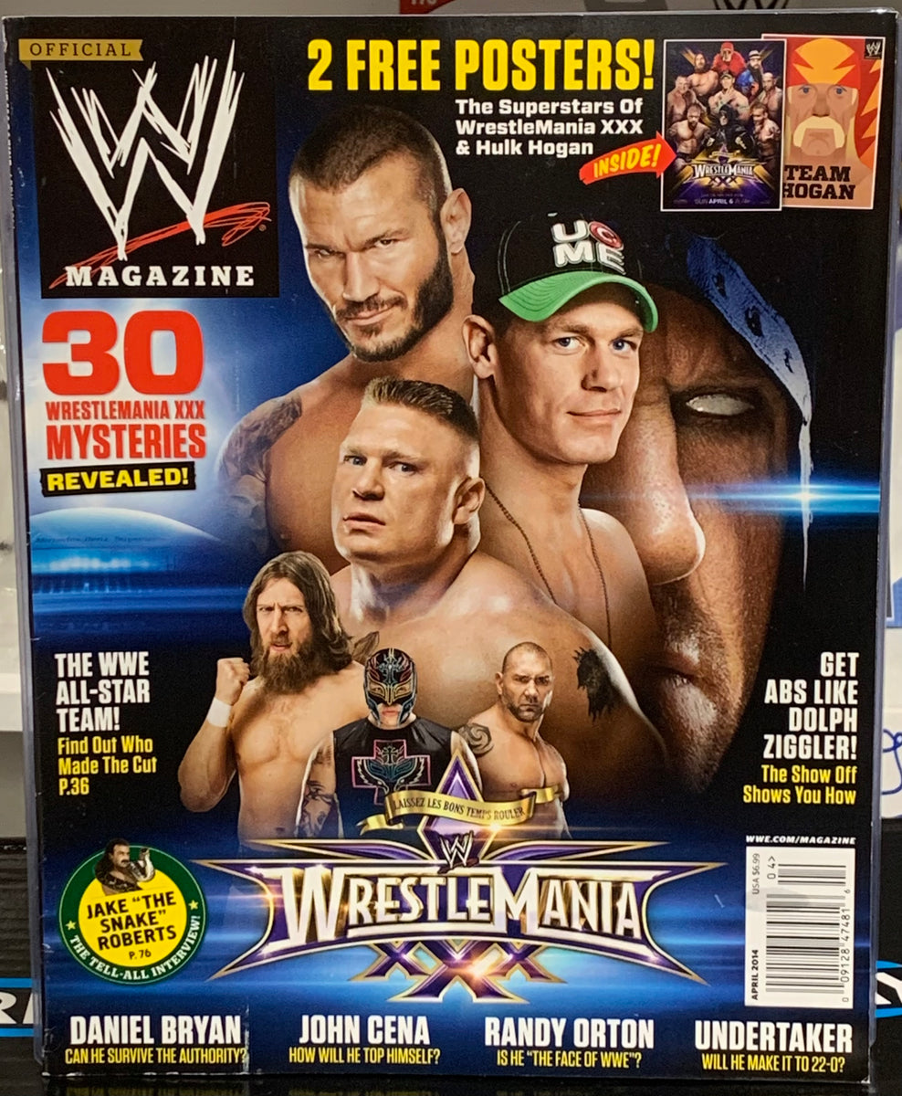 WWE Magazine April 2014 Brock, Cena, Orton (2 Poster of Wrestlemania ...