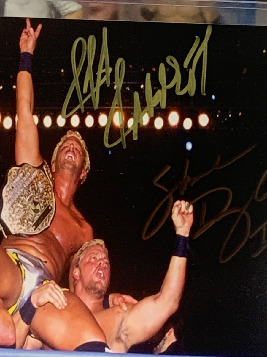 Jeff Jarrett, Shane Douglas & Buff Bagwell Triple Signed 8x10 Color Ph ...