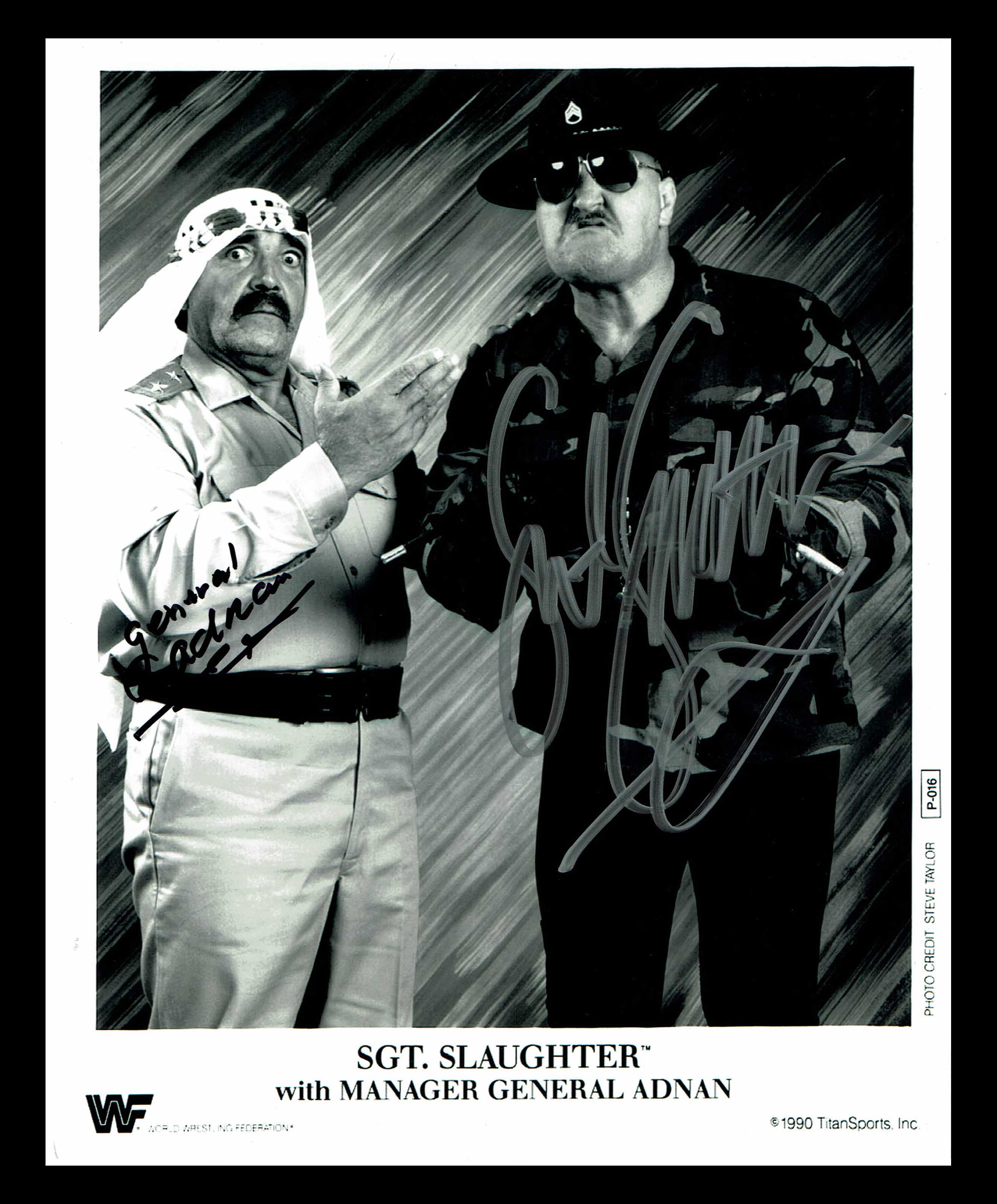 Sgt. Slaughter & General Adnan Dual Signed Photo COA – The Wrestling ...